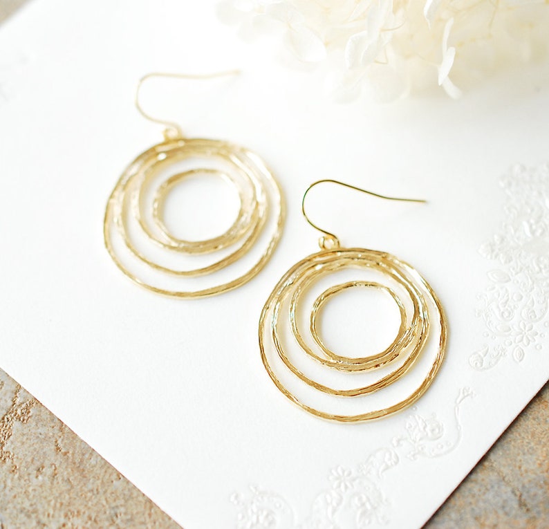Gold Multi Circle Earrings, Gold Hoop Earrings, Loop Earrings, Boho ...