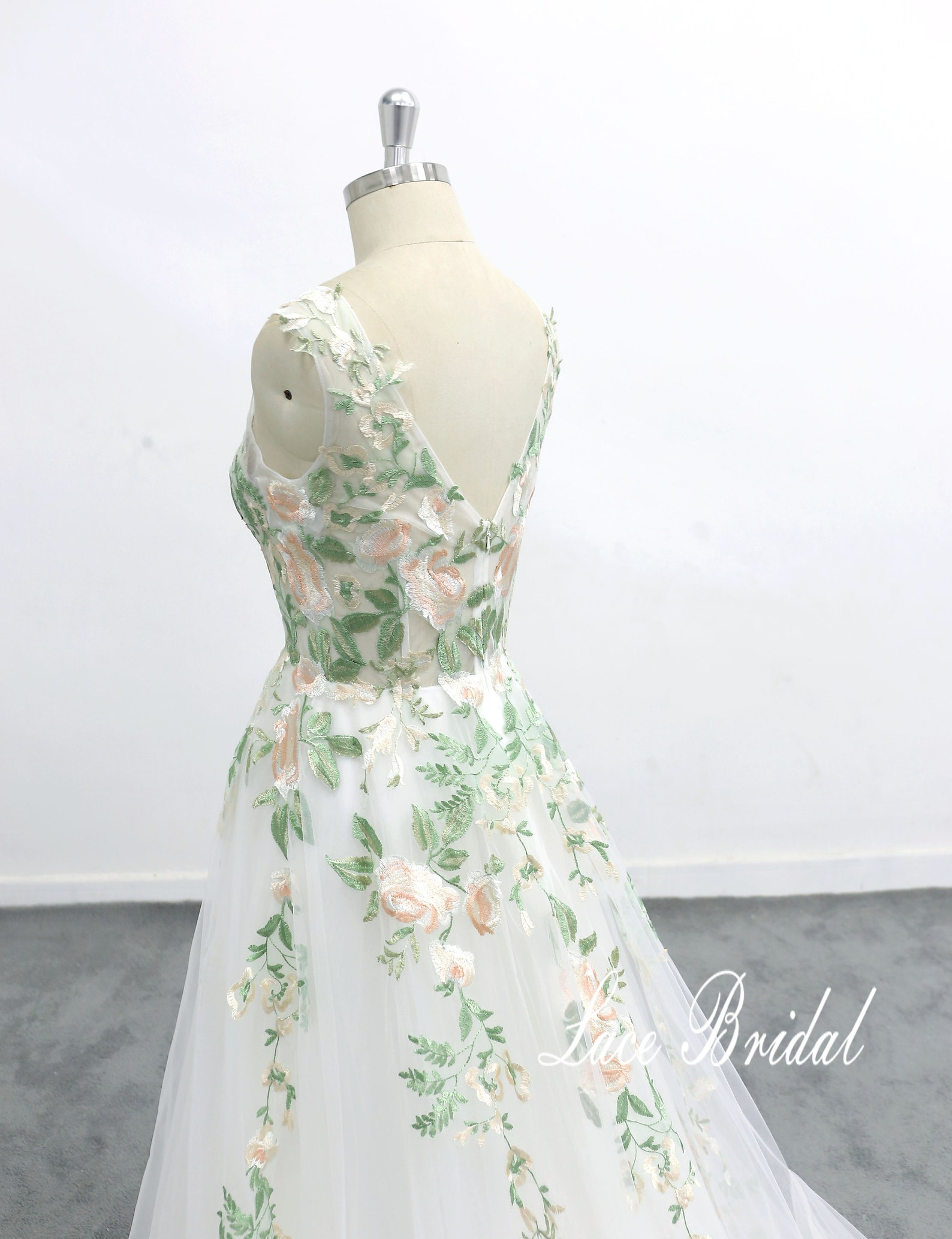 Forest Fairy Wedding Dress Green Lace Wedding Cathedral - Etsy Australia