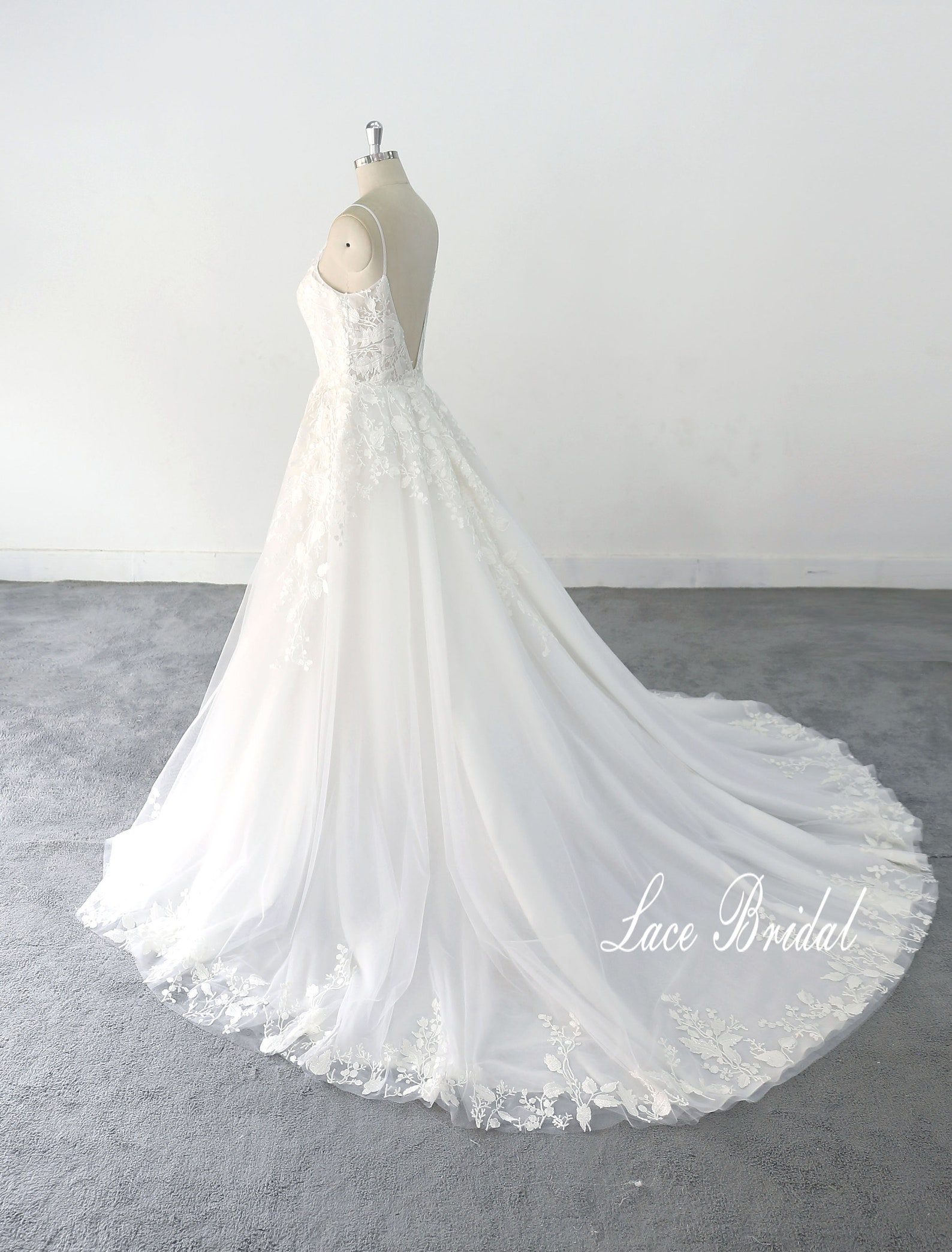 Custom Made A-line Tulle Lace Wedding Dressstrap Wedding - Etsy