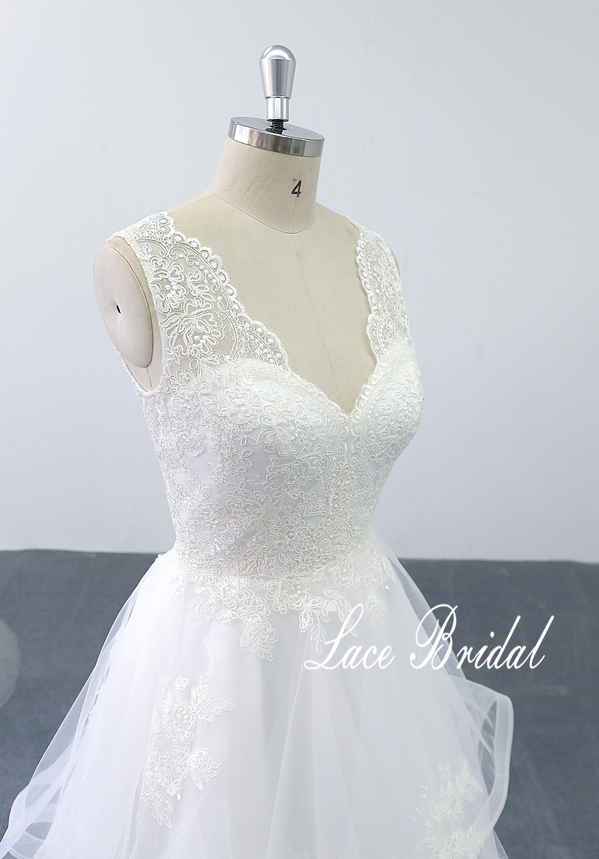 Lace Tulle Short Wedding Dress, V-back Bridal Gown - Etsy
