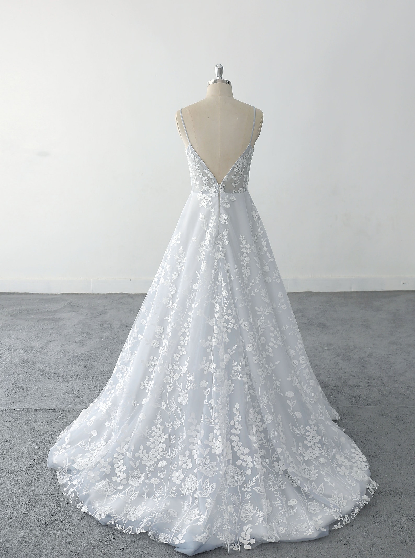 Floral Lace Wedding Dress Lace Wedding Dress With Plunging V - Etsy