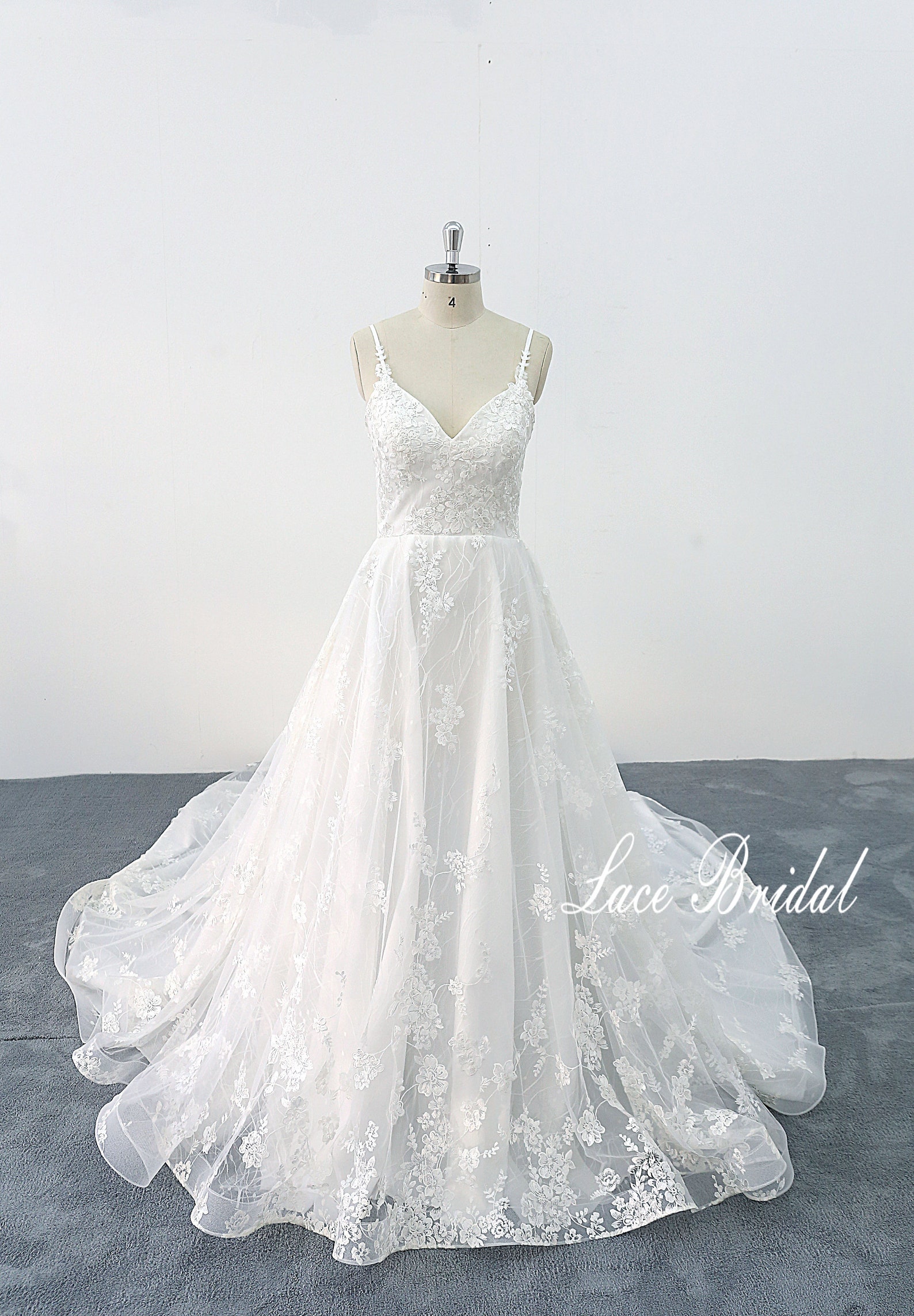 Sexy Spaghetti Wedding Dress Romantic Lace Wedding Dress With - Etsy