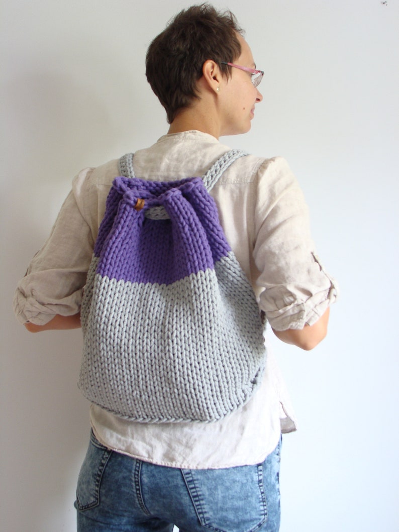 Large Knit Bucket Backpack Convertible Sack Backpack Unisex - Etsy