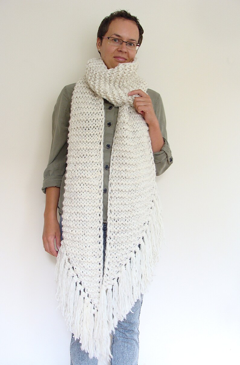 Chunky Knit Extra Large Scarf Wide Asymmetrical Wool Scarf - Etsy