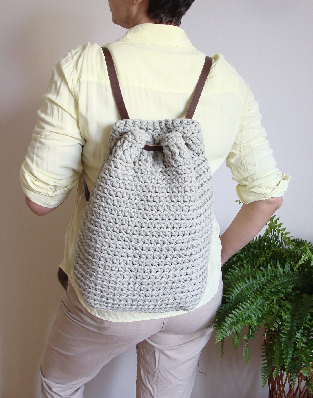 Convertible Bucket Backpack, Women's Drawstring Backpack, Cotton Rope ...