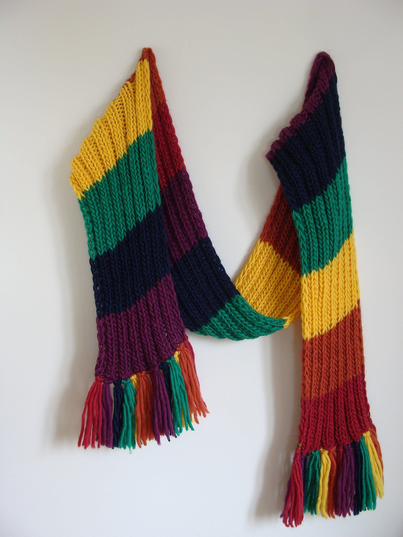 Rainbow Knit Scarf Giant Colorful Scarf Huge Knitted Fringe - Etsy