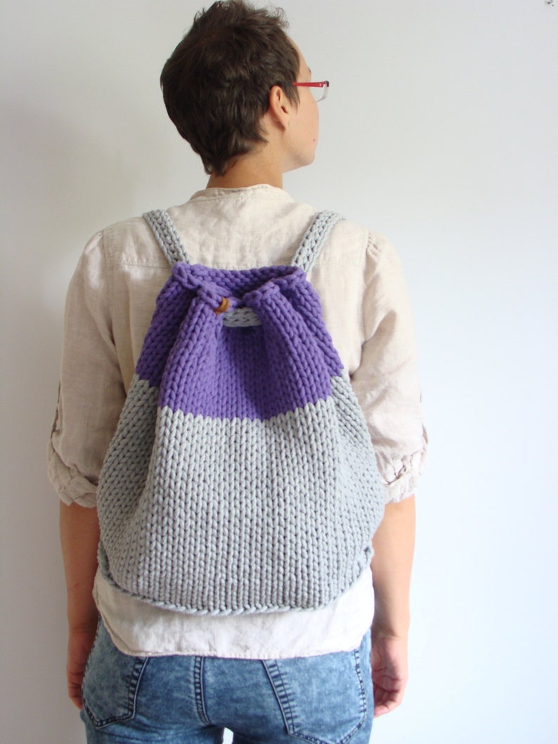 Large Knit Bucket Backpack, Convertible Sack Backpack, Unisex ...