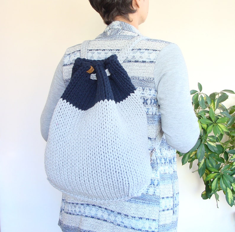 Large Knit Bucket Backpack Convertible Sack Backpack Unisex - Etsy