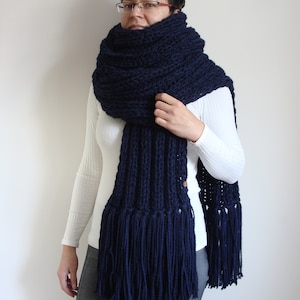Oversized Knit Scarf With Tassels, Huge Chunky Knitted Fringe Scarf ...