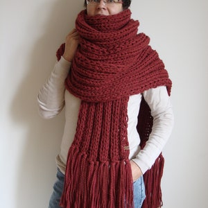 Oversized Knit Scarf With Tassels, Huge Chunky Knitted Fringe Scarf ...