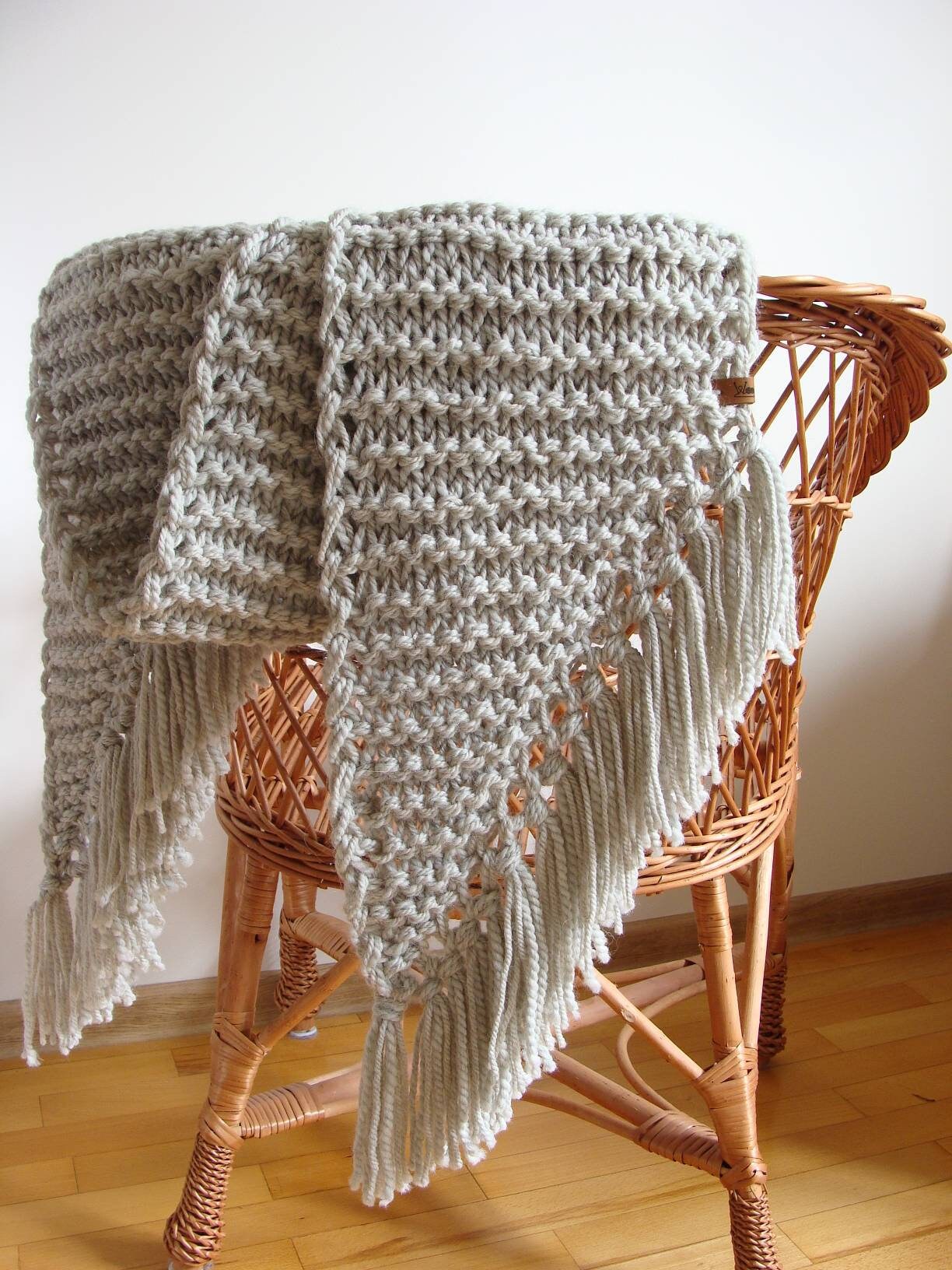 Chunky Knit Extra Large Scarf, Wide Asymmetrical Wool Scarf, Oversized ...