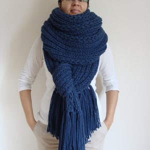 Oversized Knit Scarf With Tassels, Huge Chunky Knitted Fringe Scarf ...