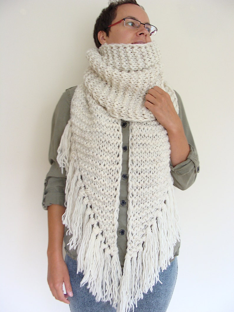 Chunky Knit Extra Large Scarf Wide Asymmetrical Wool Scarf - Etsy