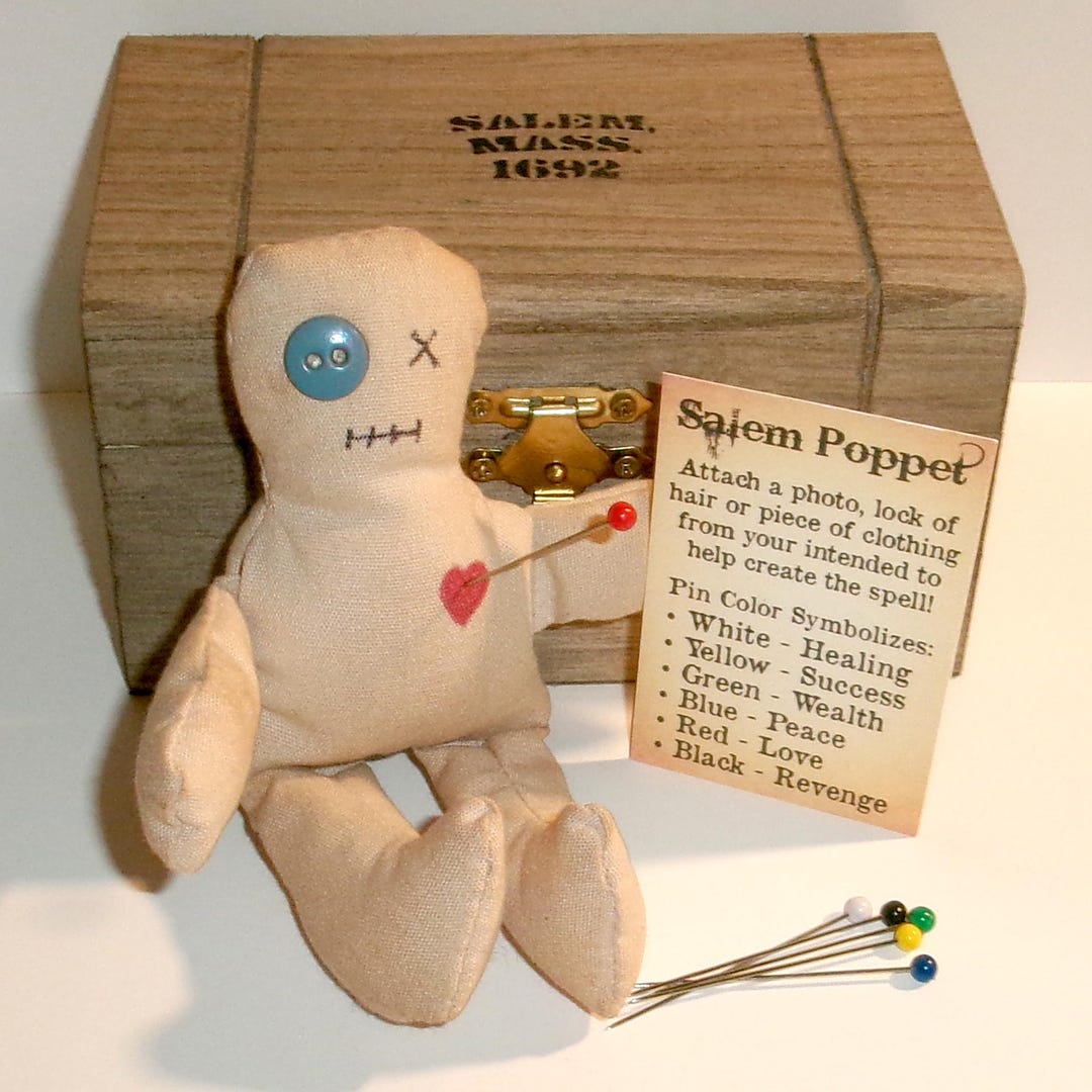 Witch Poppet of Salem, Mass. 1692 in Shipping Chest | Witch Trials ...