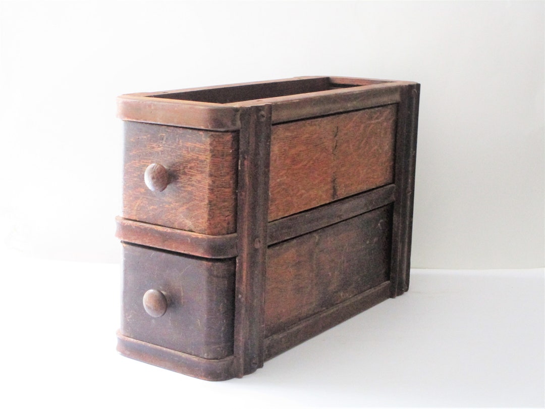 Pair of Antique Oak Wood Sewing Machine Drawers With Frame Treadle ...