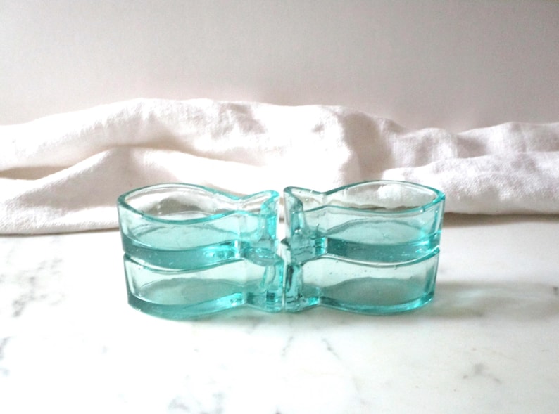 Vintage Aqua Glass Fish Shaped Salt Cellars Set of 4 Salt Dips Open ...