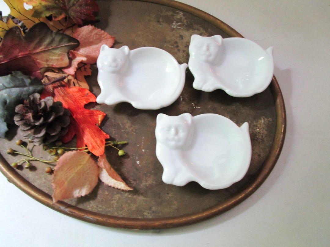 Vintage Porcelain Cat Teabag Holder Tea Bag Caddy Spoon Rest Trinket ...