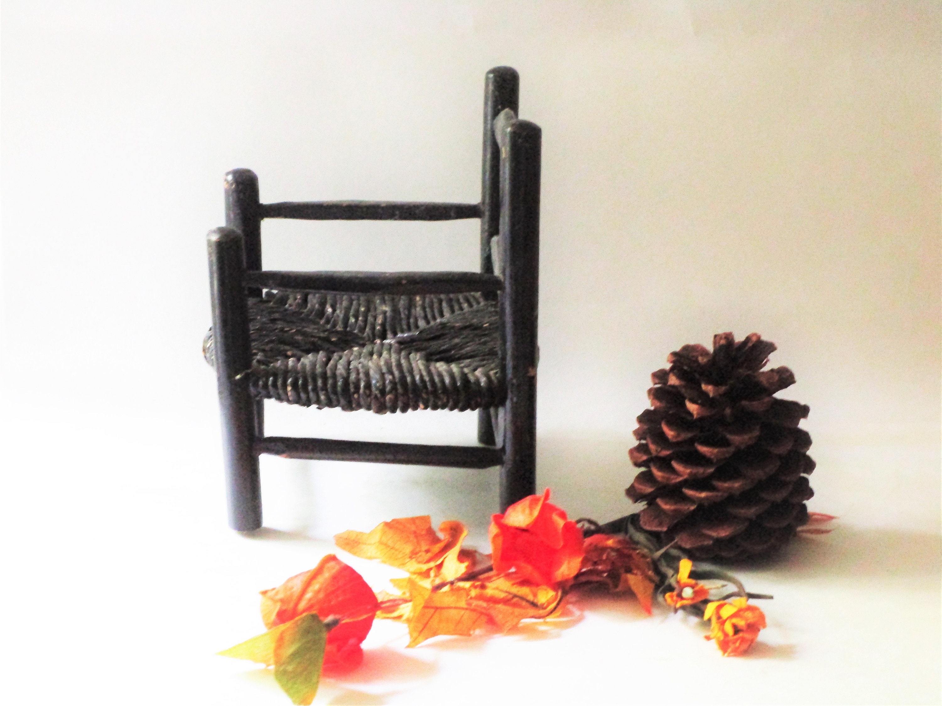 Vintage Woven Rush Seat Ladder Back Teddy Bear Doll Chair - Etsy