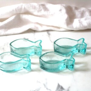 Set of 4 Vintage Aqua Glass Fish Salt Cellars Coastal Trinket Dishes - Etsy