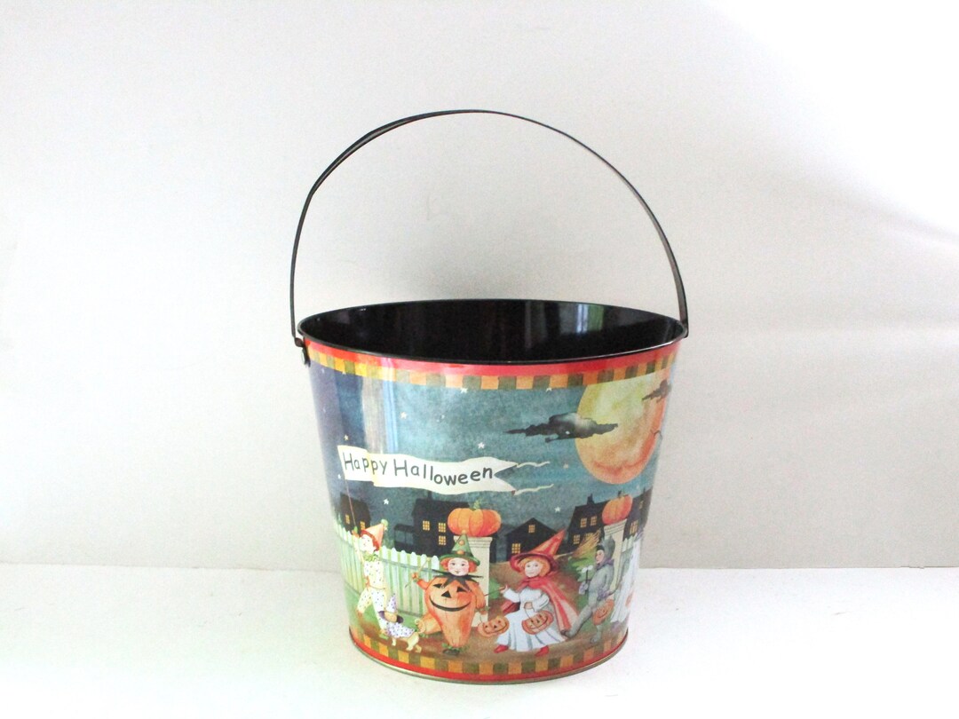 Vintage Halloween Metal Bucket Candy Pail Happy Halloween - Etsy