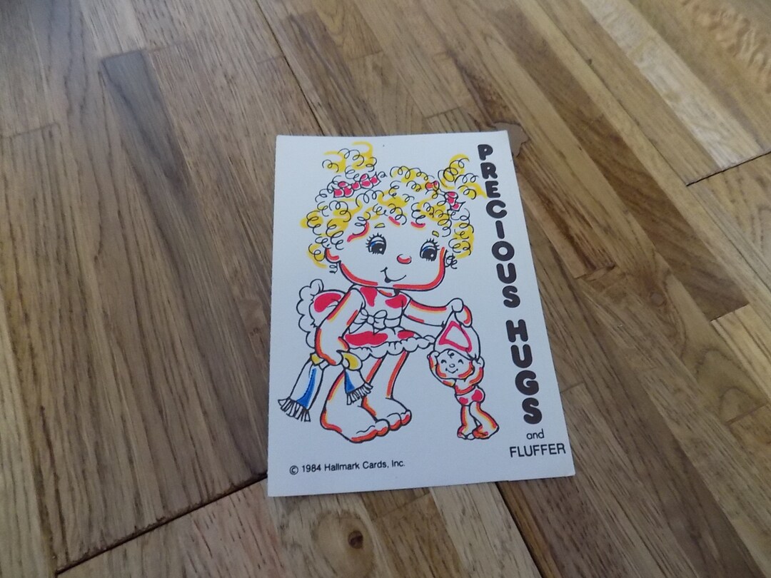 Precious Hugs and Fluffer 1984 Hallmark Card Paint Picture Postcard Hugg a Bunch Huggabunch ...