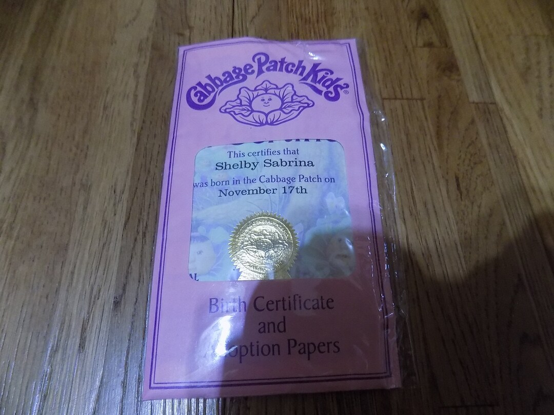 Cabbage Patch Kids Birth Certificate Adoption Papers CPK Vintage Toys ...