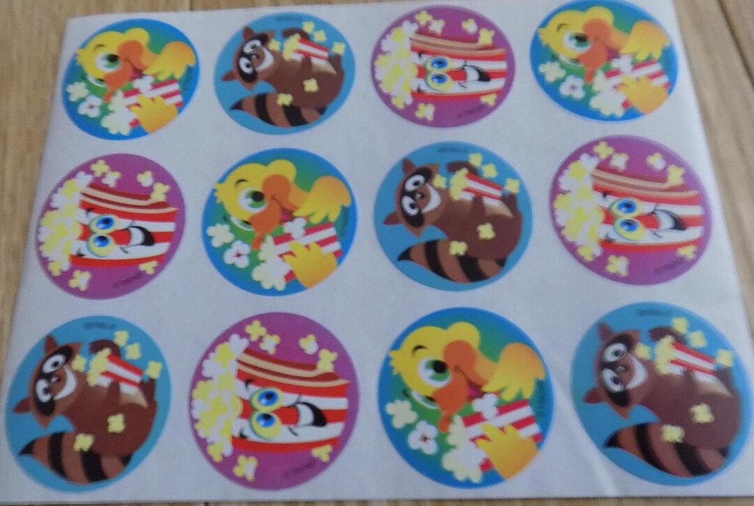 Vintage TREND Popcorn Animals Sticker Sheet - Scrapbooking, Kids Crafts ...