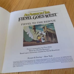 Fievel Goes West Book an American Tail Storybook Children's Books - Etsy