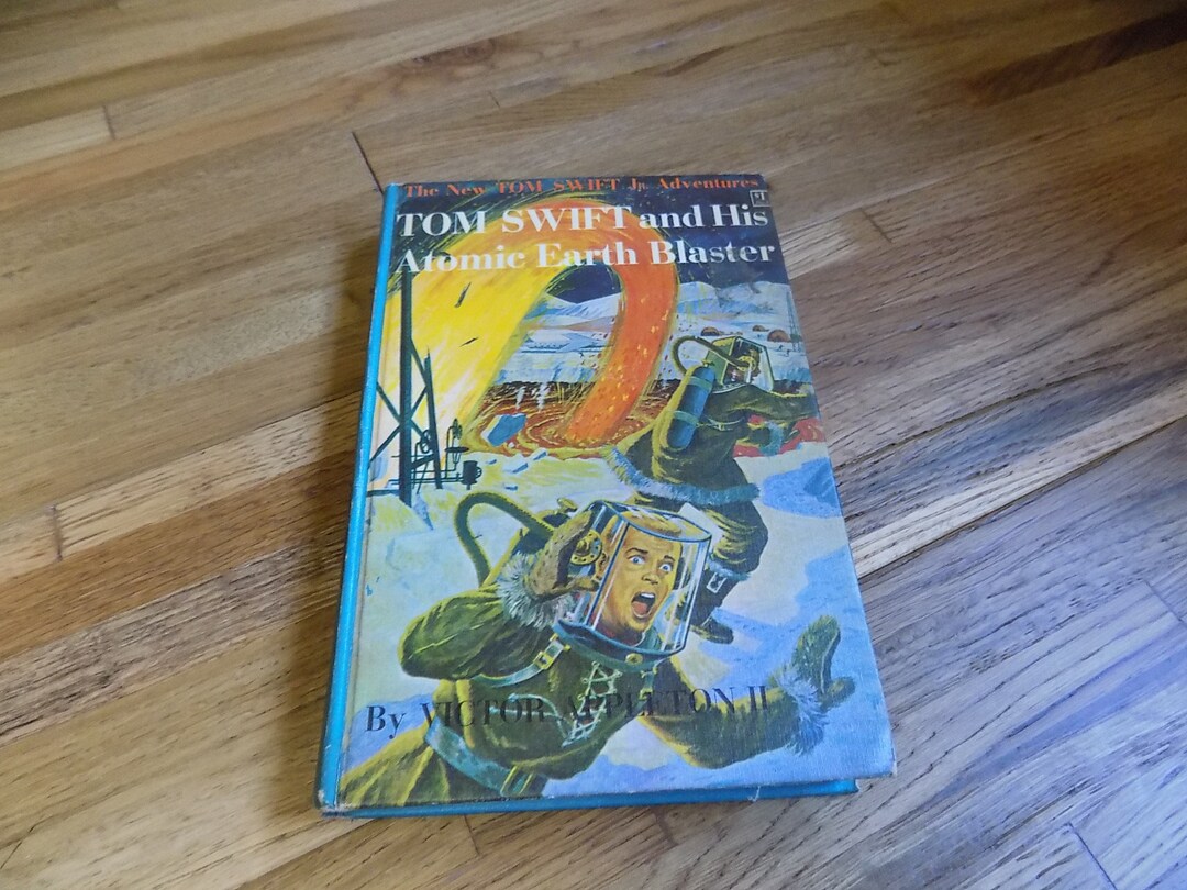 Tom Swift and His Atomic Earth Blaster Vintage Book Blue Spine Mystery ...
