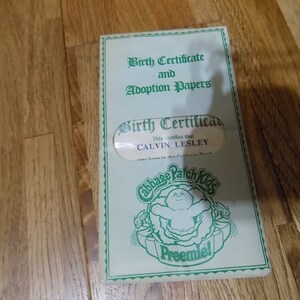 Cabbage Patch Kids Adoption Papers Birth Certificate CPK Calvin Lesley Preemie - Etsy