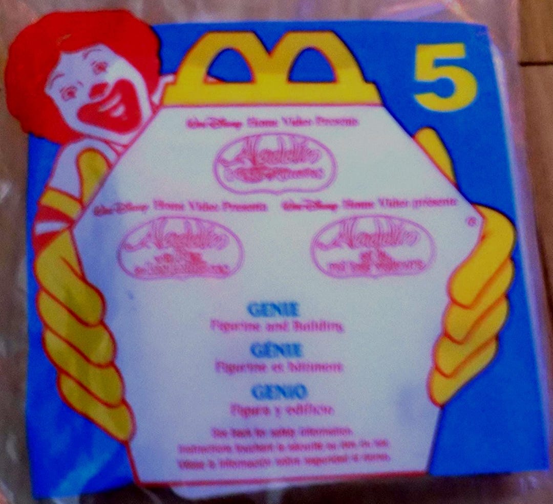 Aladdin Genie Happy Meal Mcdonald's Toy: Cartoon Character Walt Disney ...