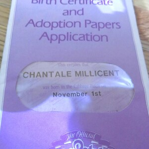 Cabbage Patch Kids Designer Line Birth Certificate Adoption Papers CPK Vintage Toys Dolls ...