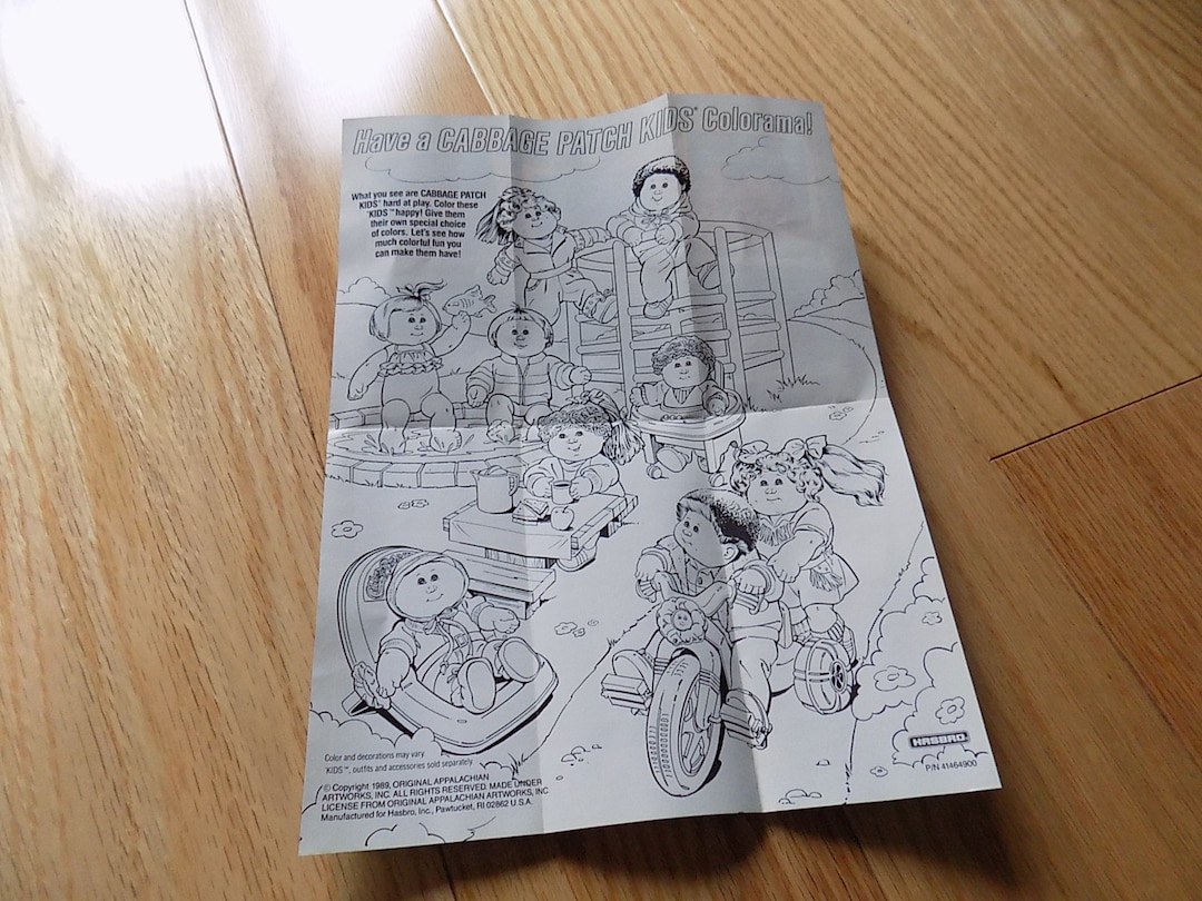 Vintage Cabbage Patch Kids Coloring Page - 1989 Hasbro - Etsy