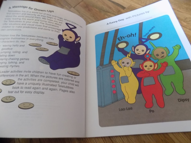 Teletubbies Teletubbie Color the Leader Book A Funny Day | Etsy