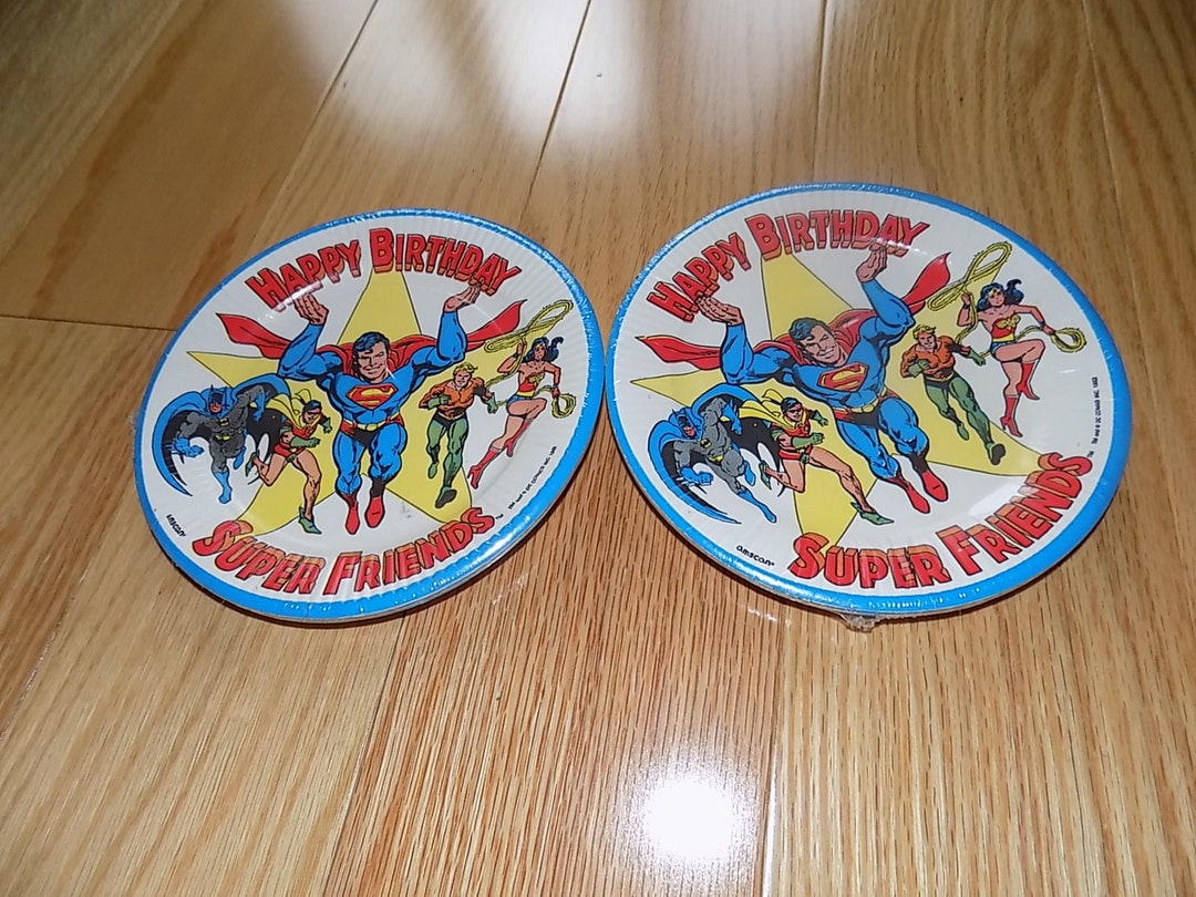 Superman Happy Birthday Party Plates Vintage 1982 DC Comics Paper ...