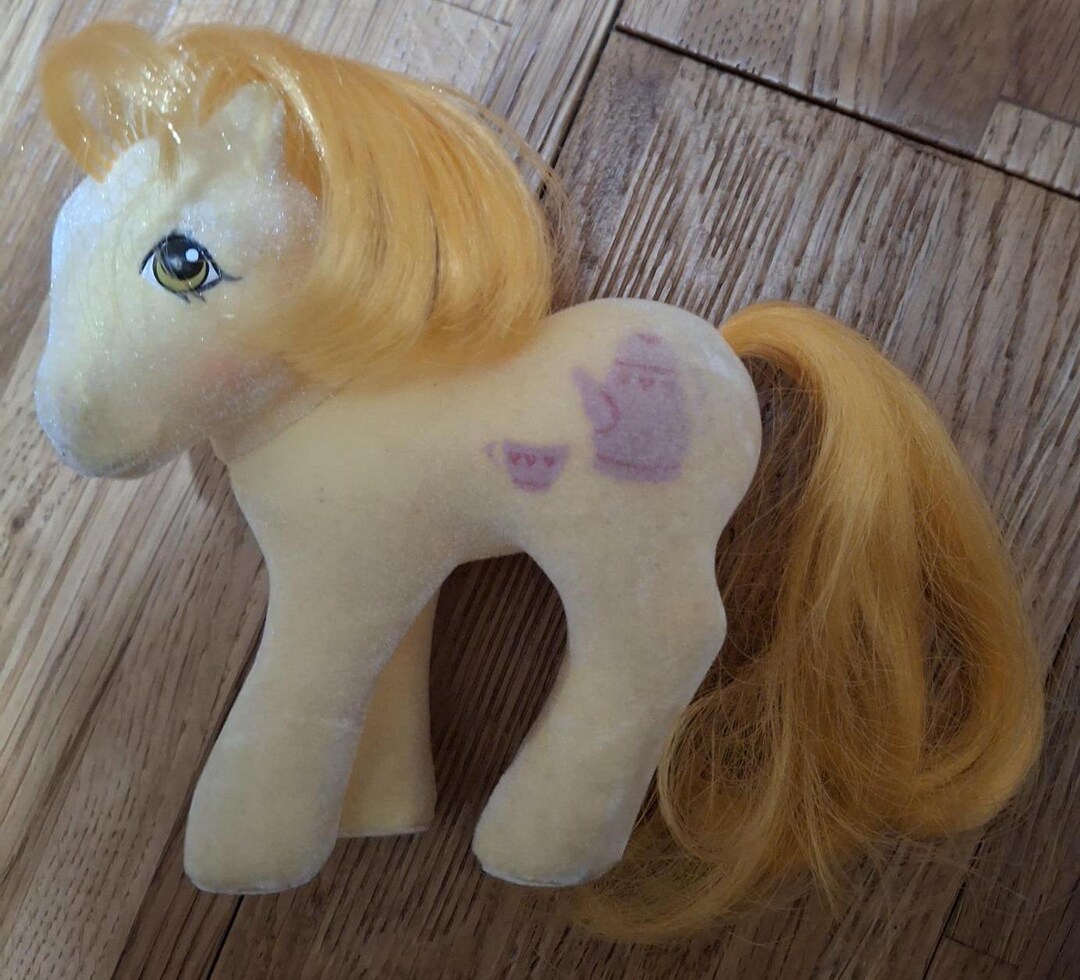 My Little Pony Crumpet so Soft Pony G1 Vintage MLP Flocked Hasbro 1980 ...