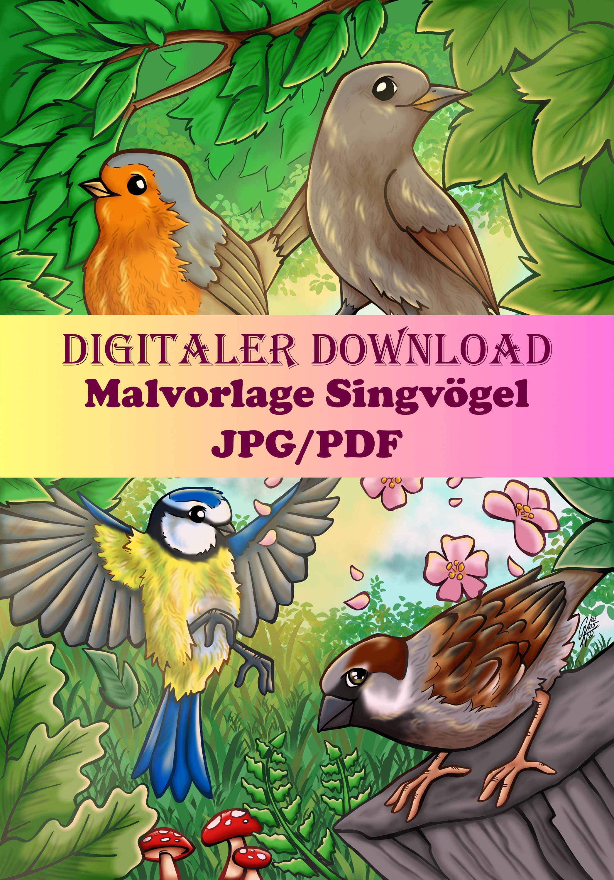 Songbird Coloring Page Digital Download PDF/JPG - Etsy Canada