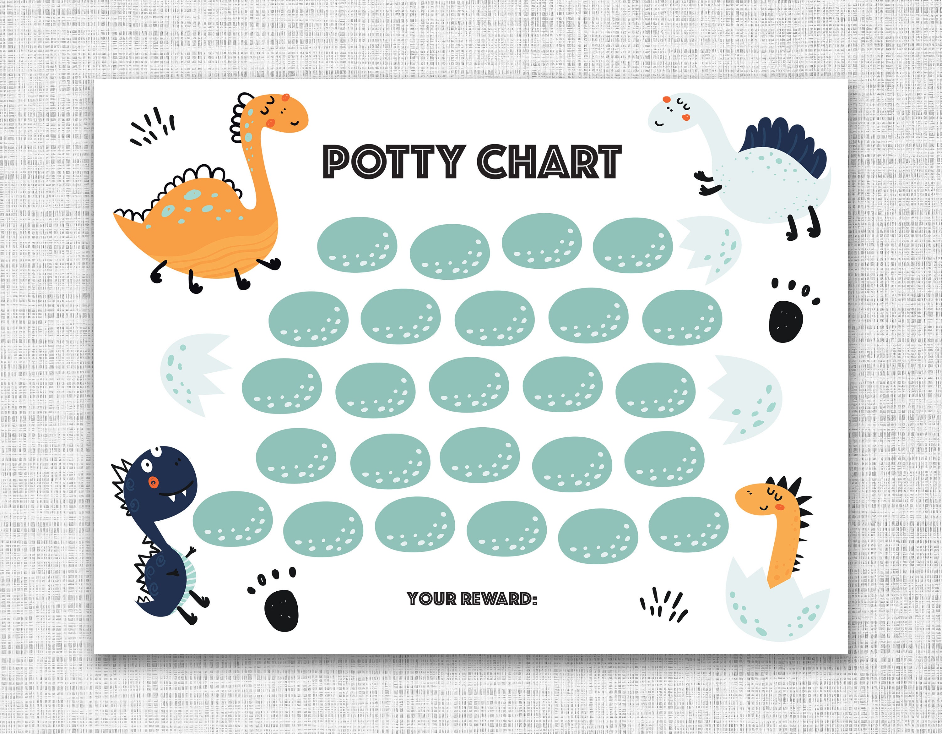 Dinosaur Themed Potty Reward Sticker Chart - Instant Download - Etsy
