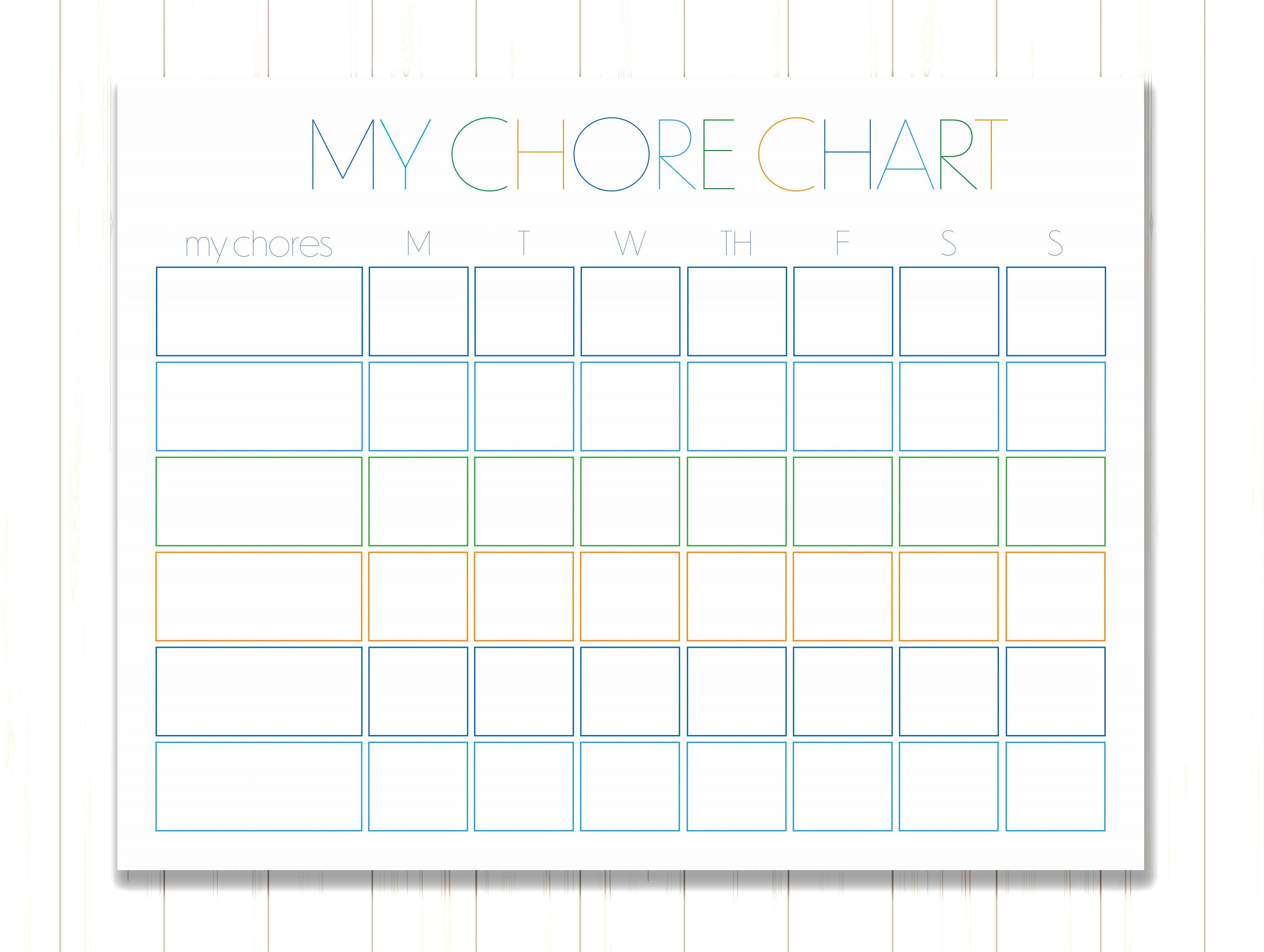 Chore Chart for Kids Orange, Blue and Green Chore Chart - Etsy