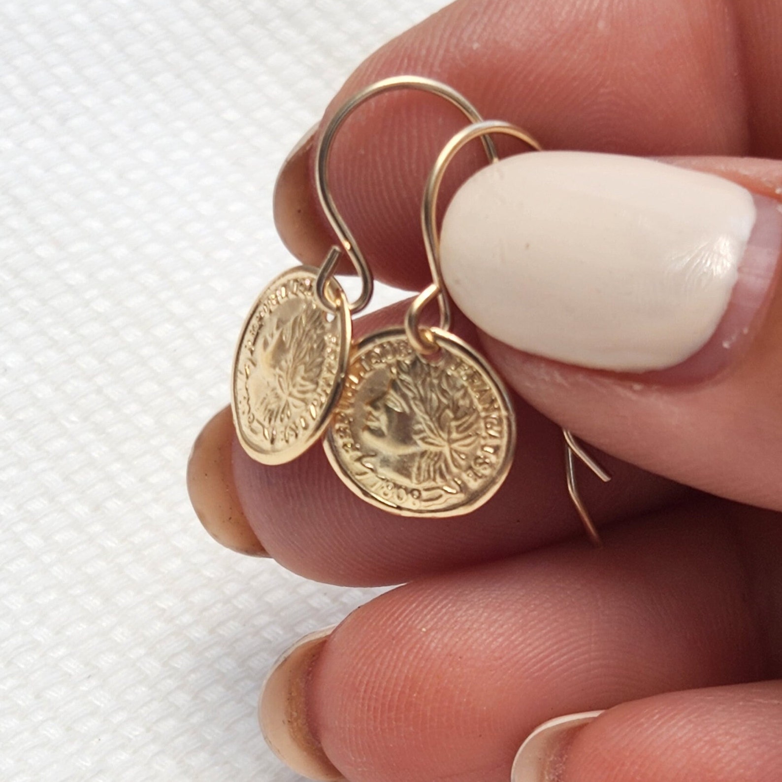 Gold Earrings, Dangle Earrings, Coin Earrings, Minimalist Earrings ...