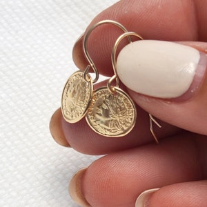Gold Earrings, Dangle Earrings, Coin Earrings, Minimalist Earrings ...