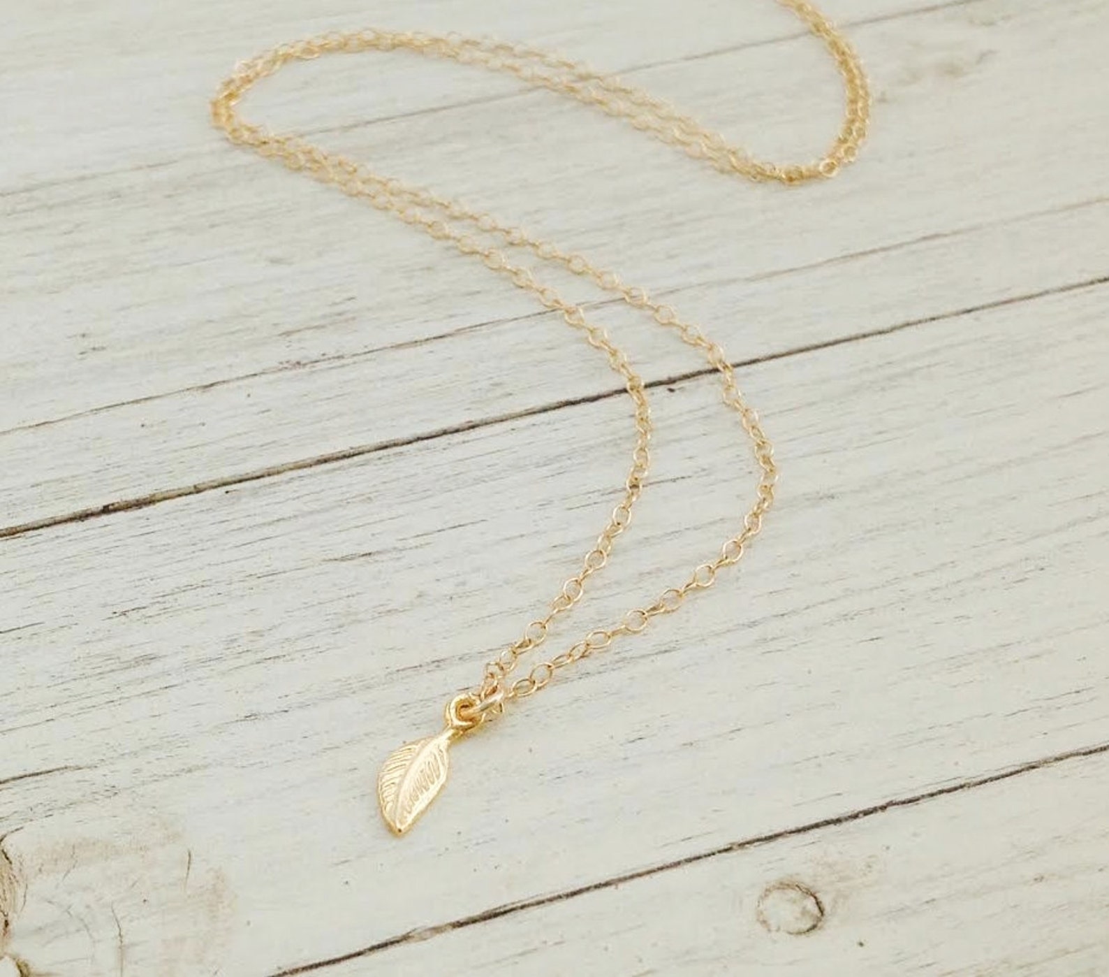 Dainty Gold Necklace, Gold Leaf Necklace, Dainty Necklace, Simple Gold ...