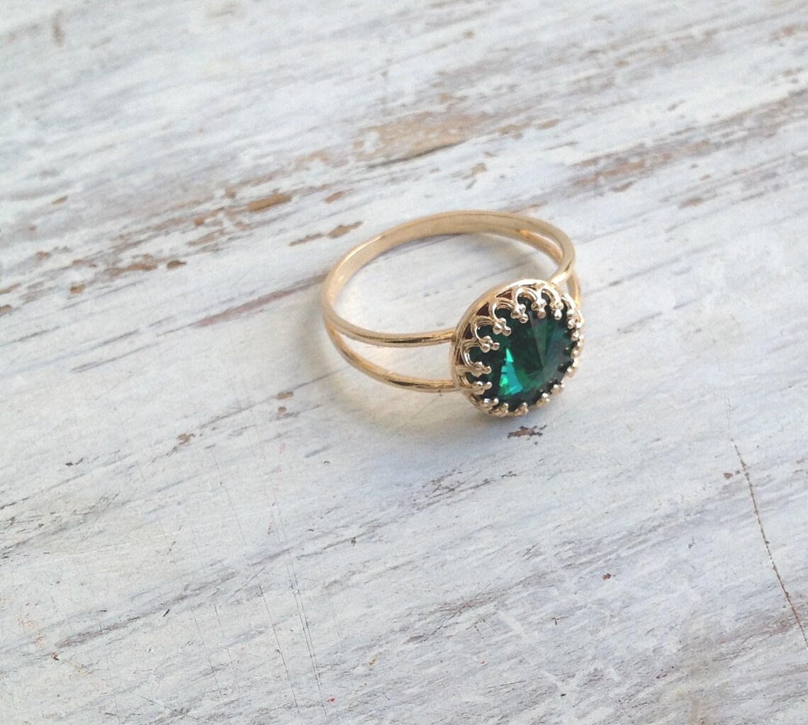 Stacking Ring Gold Filled Ring Emerald Ring Green Jewelry - Etsy