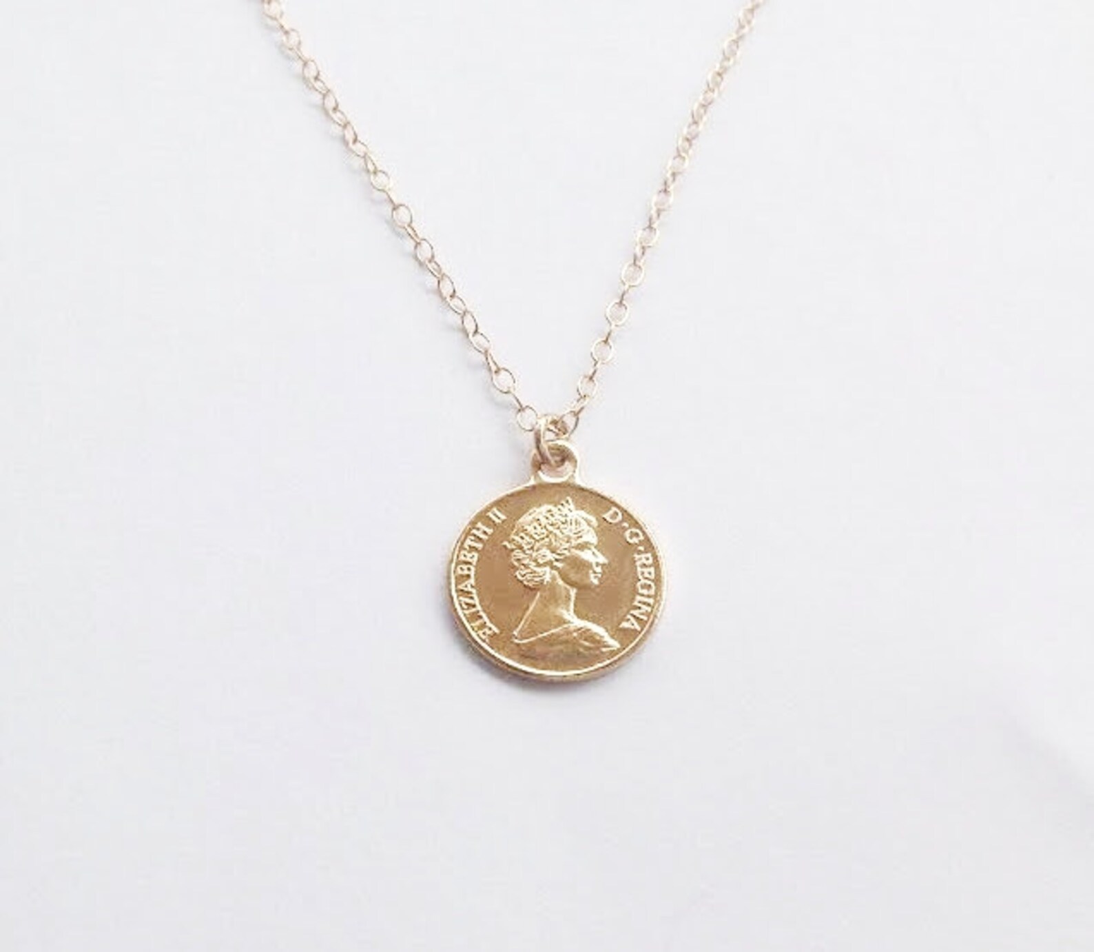 Gold Coin Necklacedainty Necklace Gold Necklace Gold Coin - Etsy