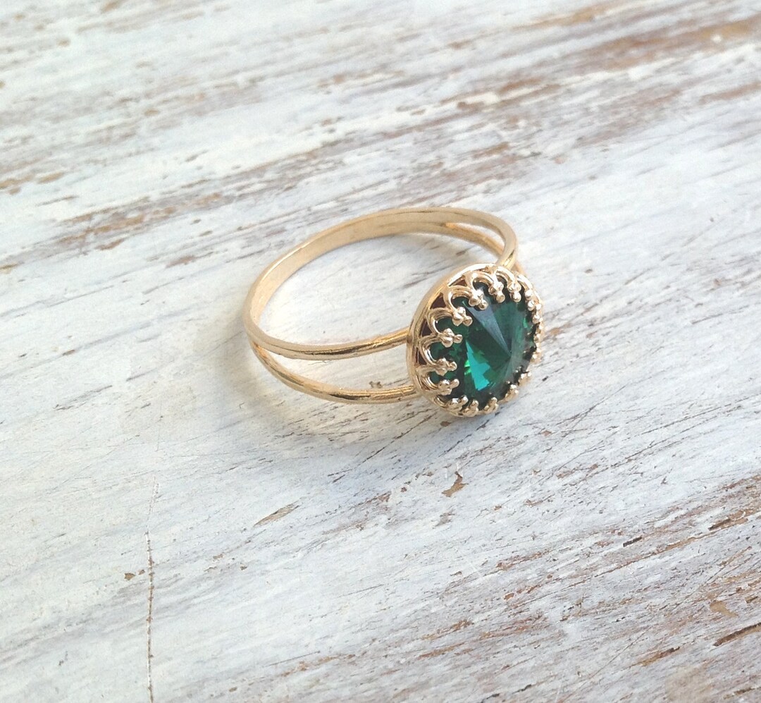 Stacking Ring, Gold Filled Ring, Emerald Ring, Green Jewelry, Stackable ...