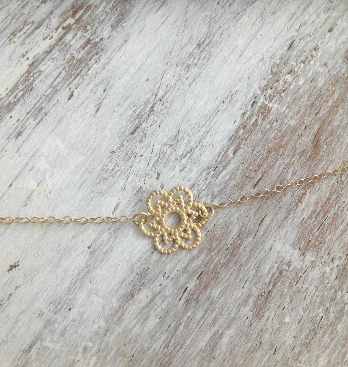 Gold Necklace Gold Flower Necklace Delicate Necklace Simple - Etsy