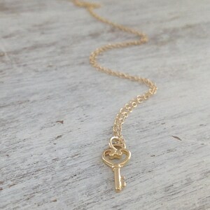 Gold Necklace Tiny Gold Necklace Heart Key Necklace Simple - Etsy