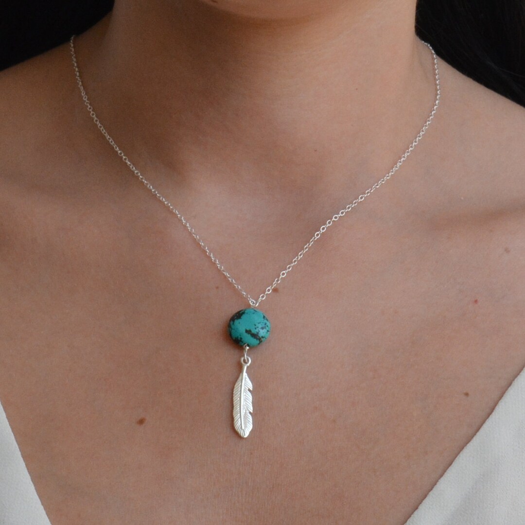 Collar de plumas, colgante de pluma de plata, pluma de plata de ley ...