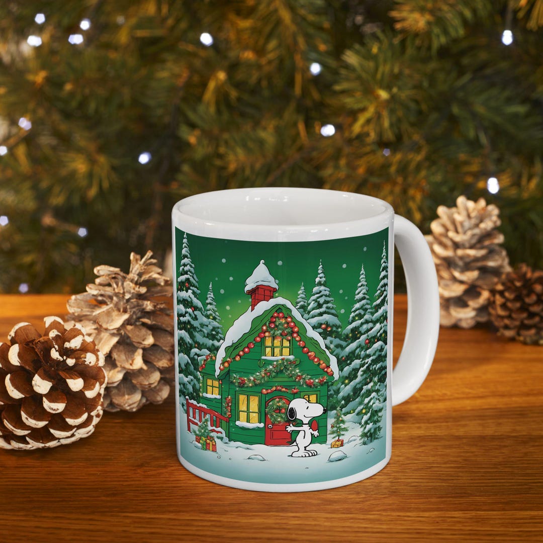 Snoopy Christmas Ceramic Mug, Holiday Coffee Cup, Christmas House ...