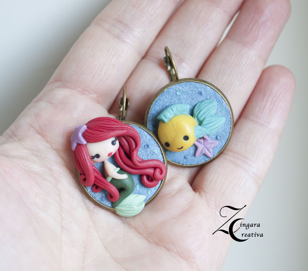 Dangle Earrings, Polymerclay Dangle,princess Dangle, Mermaid Earrings ...